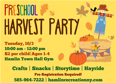 Town of Hamlin Recreation Department: Pre-School Harvest Party